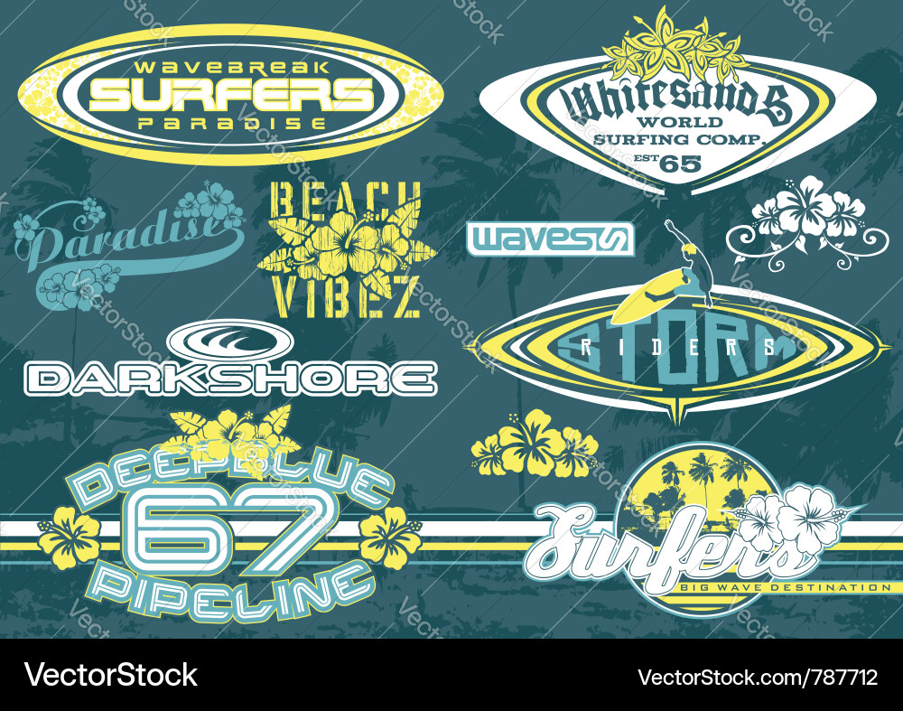 Ocean Waves Surfing Royalty Free Vector Image - VectorStock