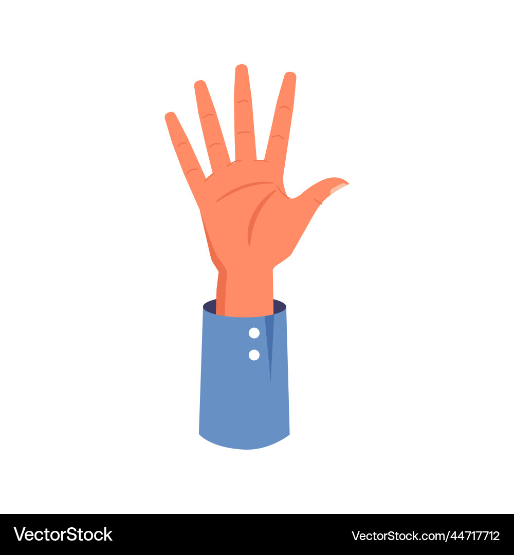 Raised hand showing stop or waving Royalty Free Vector Image