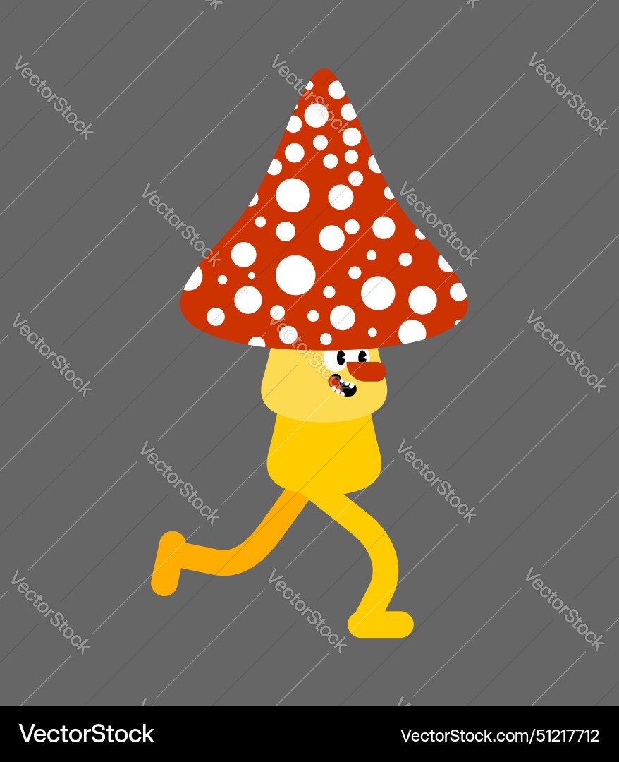 Running mushroom fly agaric run Royalty Free Vector Image
