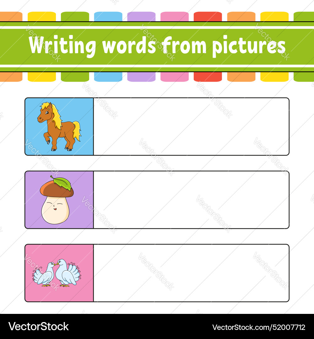 Writing words from pictures education developing Vector Image