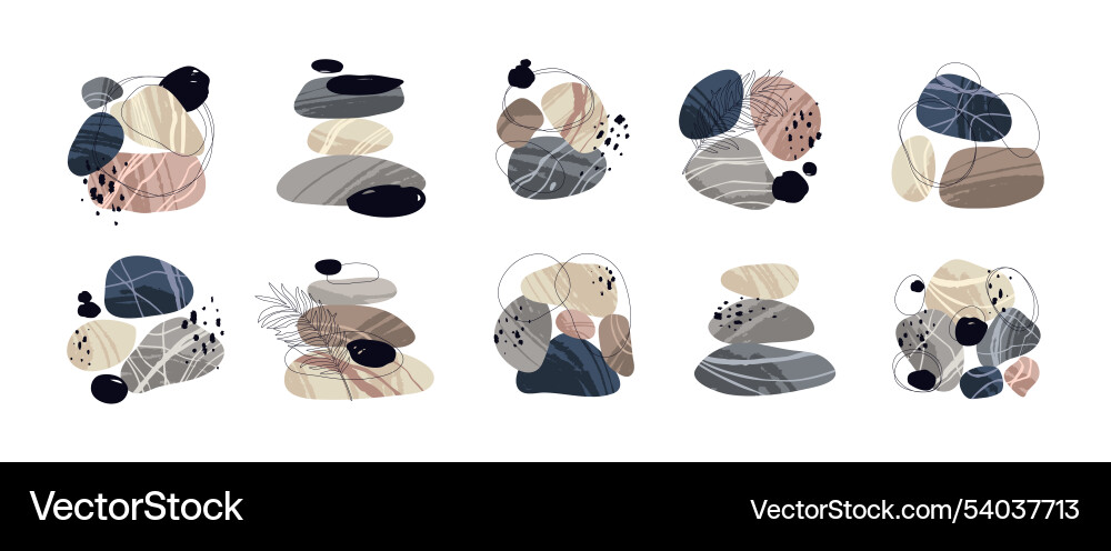 Abstract compositions made of pebbles rounded Vector Image