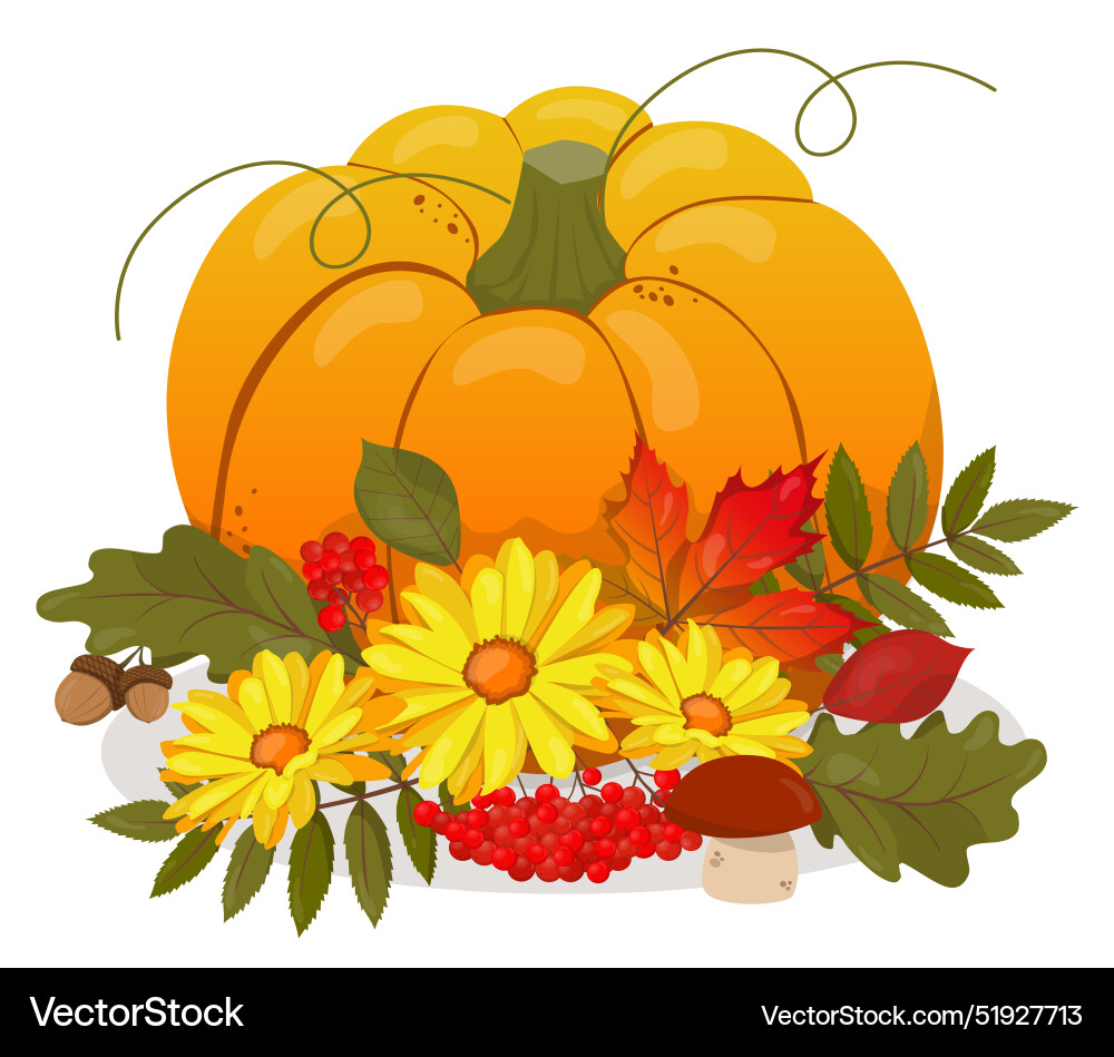 Autumn decorative element with pumpkin Royalty Free Vector