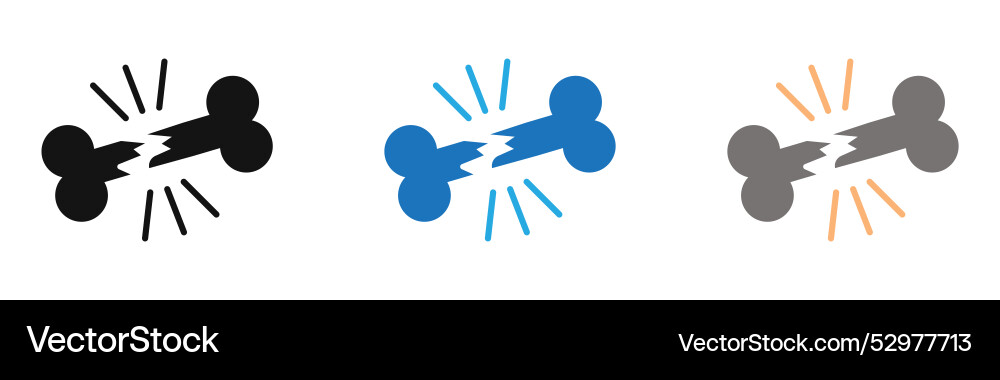 Broken bone icon line art logo set Royalty Free Vector Image