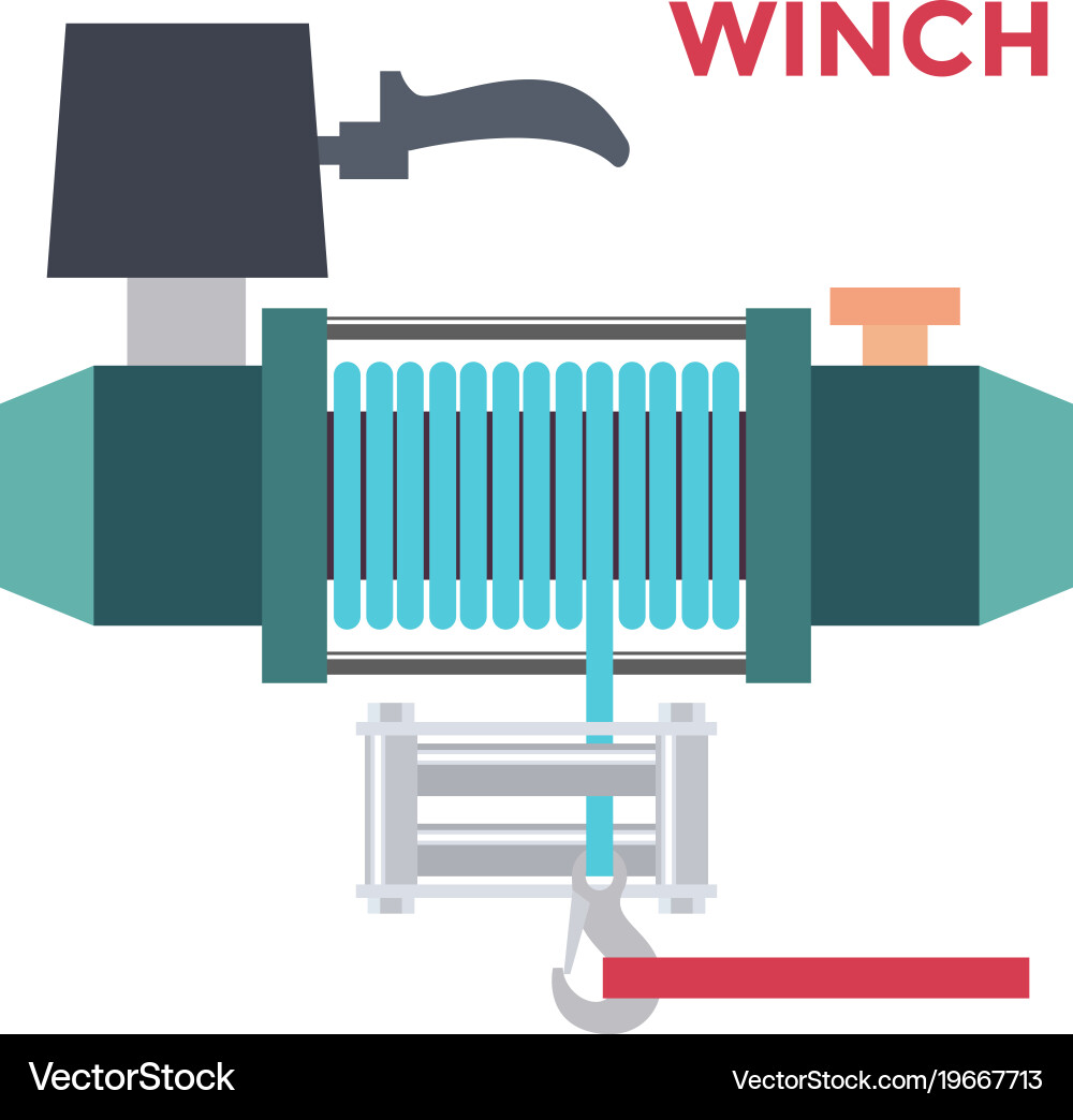 Colorful flat design offroad winch Royalty Free Vector Image