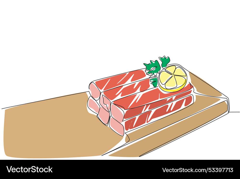 Continuous one line drawing surimi on a square Vector Image