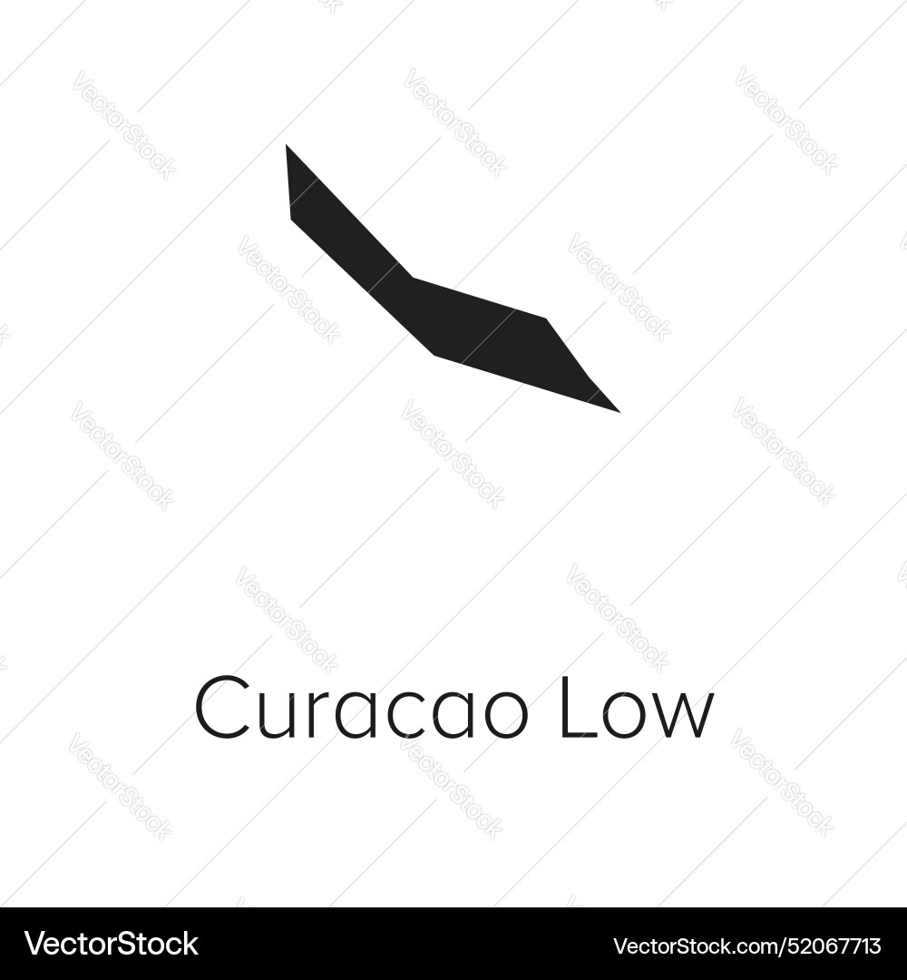 Curacao map - silhouette outline low Royalty Free Vector