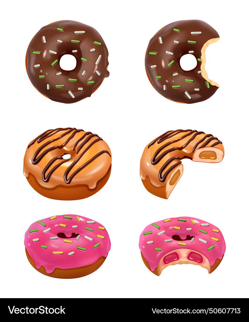 Donuts realistic set Royalty Free Vector Image