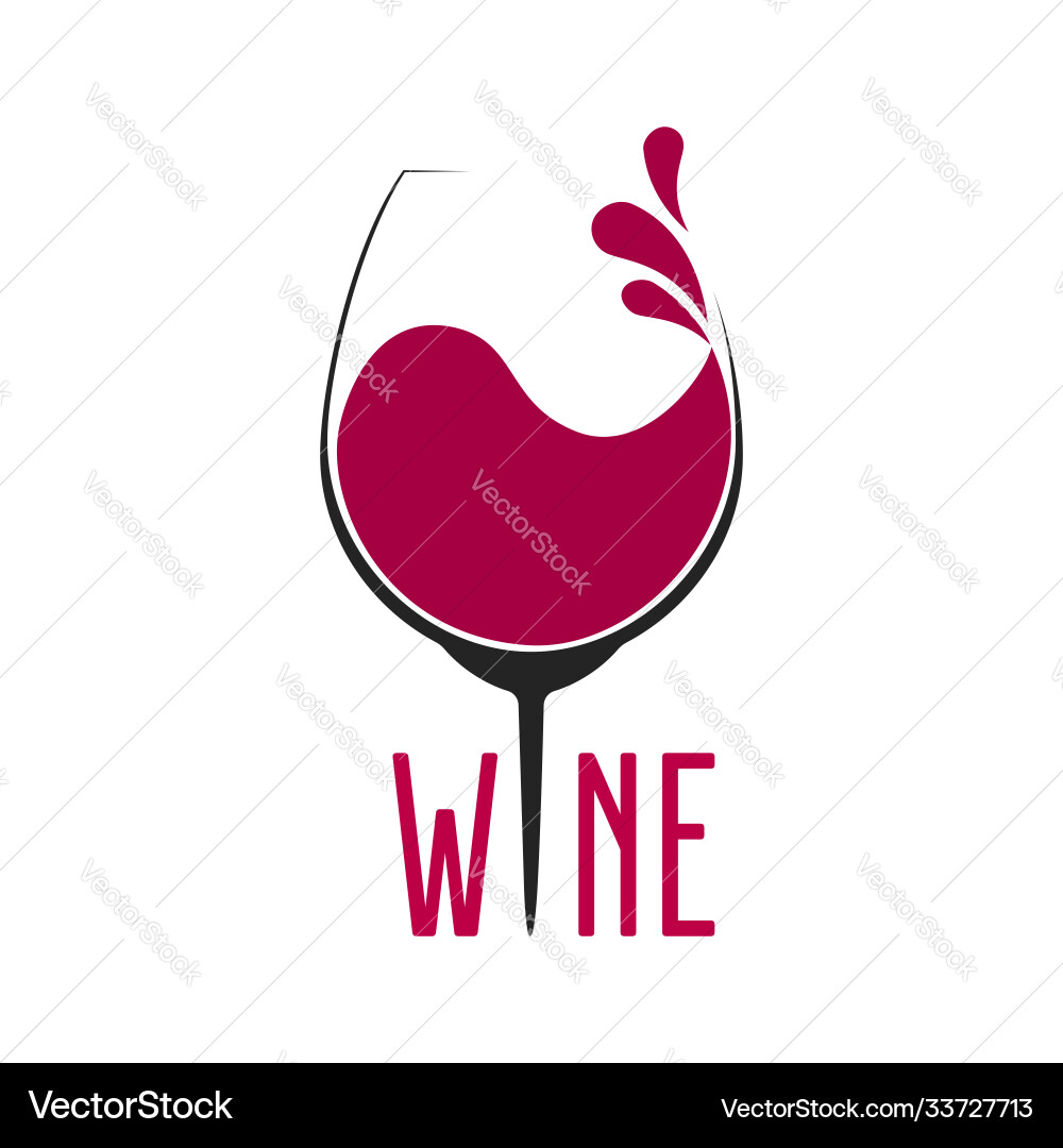 Glass wine with splash logo design Royalty Free Vector Image