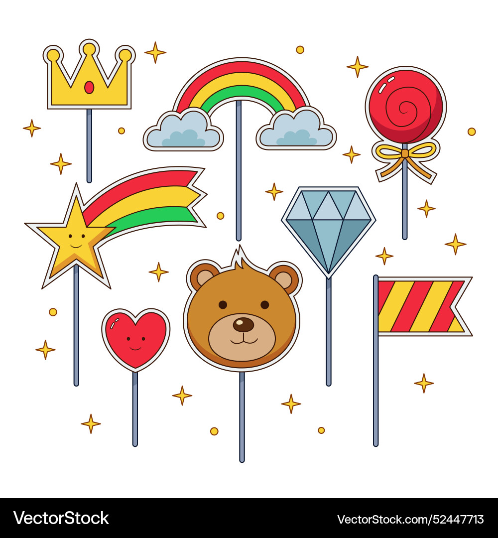Hand drawn cake topper collection Royalty Free Vector Image