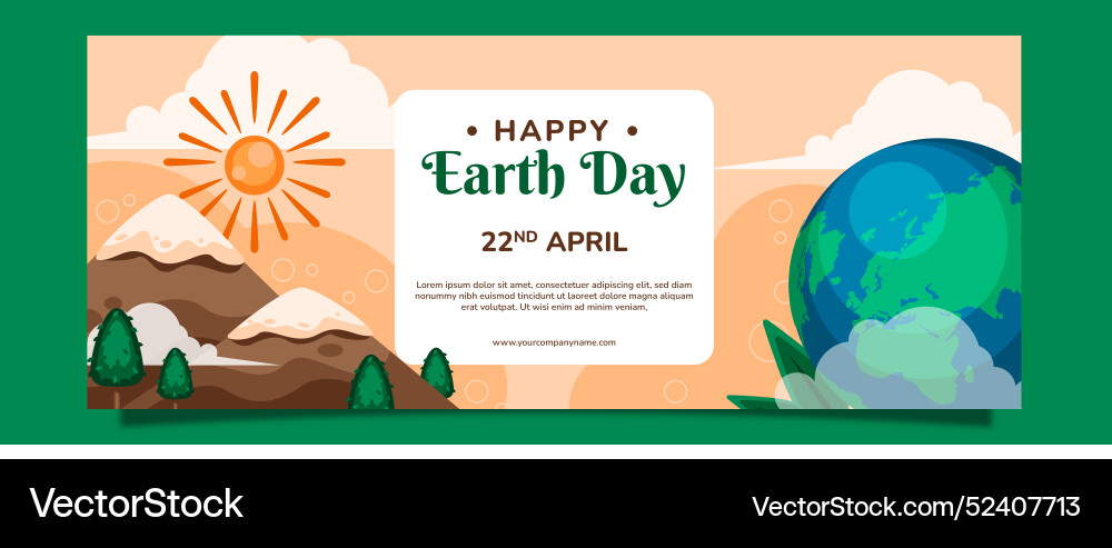 Hand drawn earth day horizontal banner template Vector Image