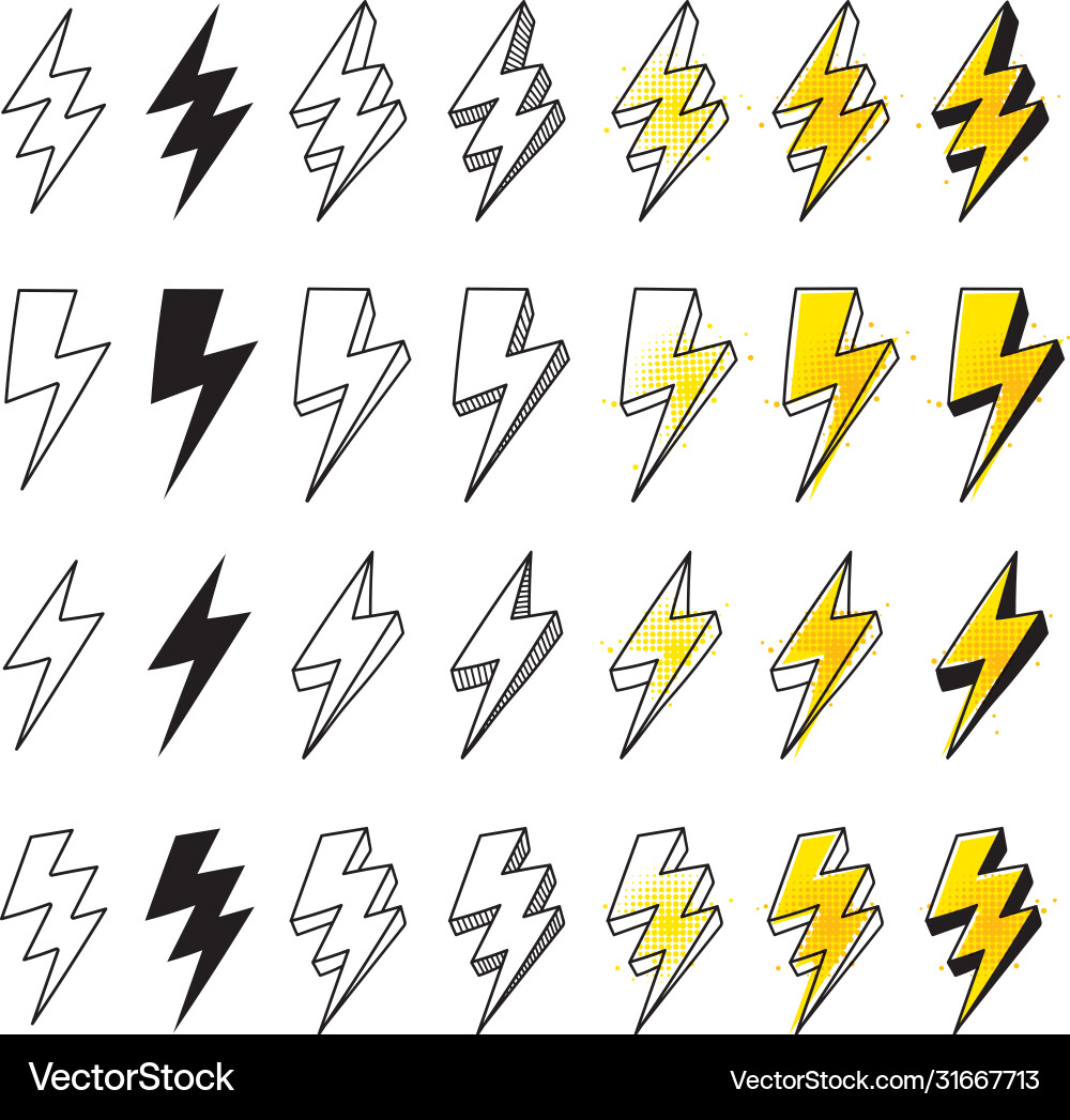 Lightning bolts Royalty Free Vector Image - VectorStock