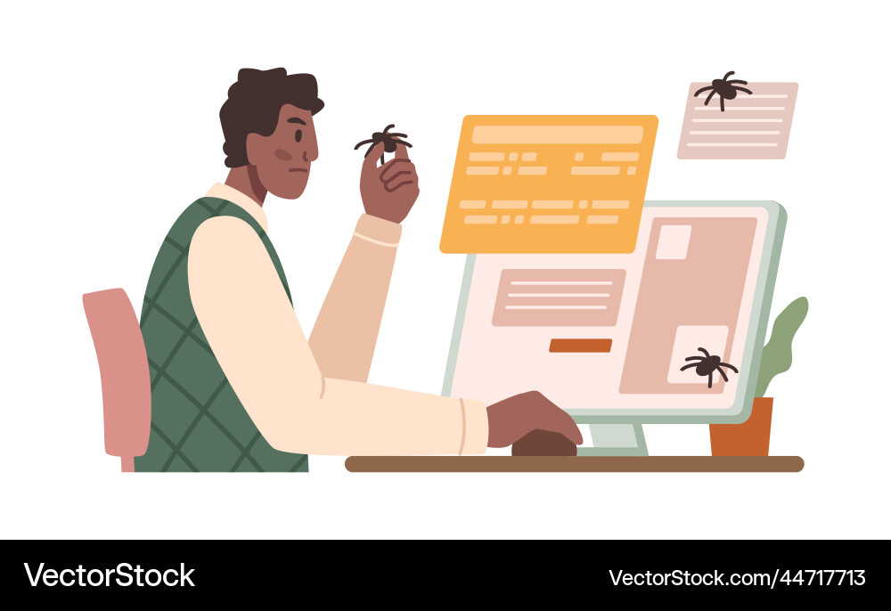Software testing and repair bugs Royalty Free Vector Image