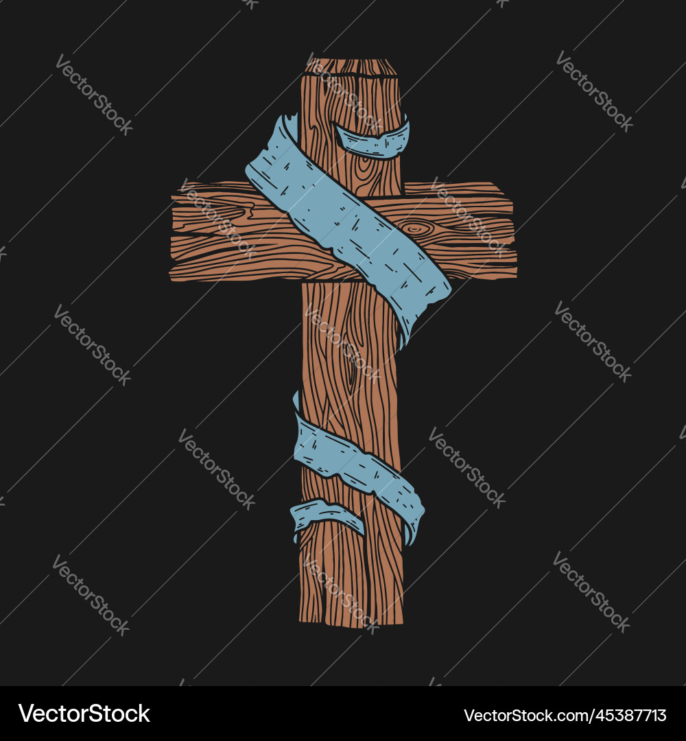 Wooden cross Royalty Free Vector Image - VectorStock