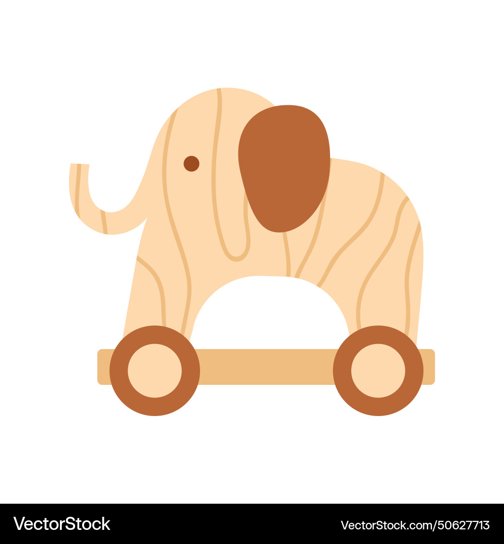 Wooden elephant toy with wheels Royalty Free Vector Image