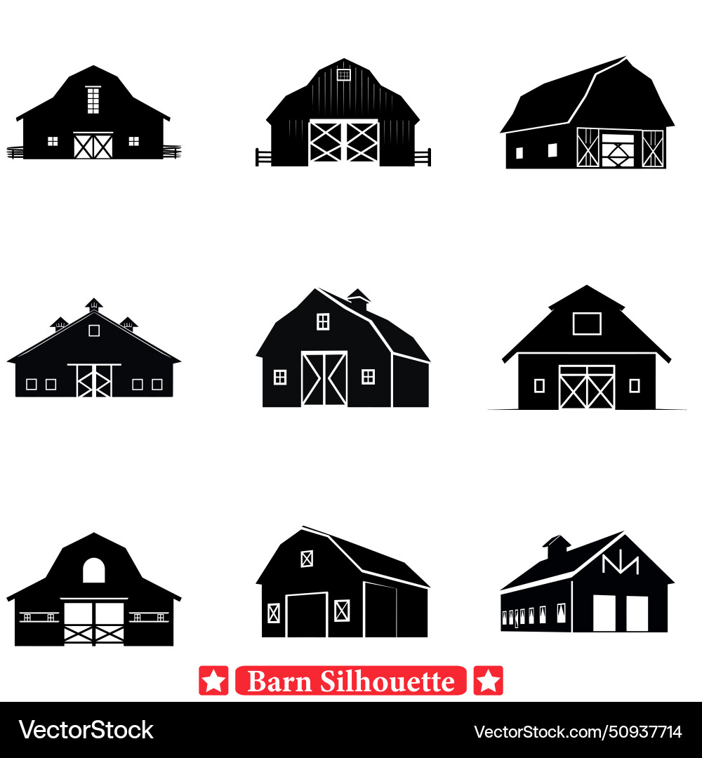 Agrarian allure intricate barn set Royalty Free Vector Image