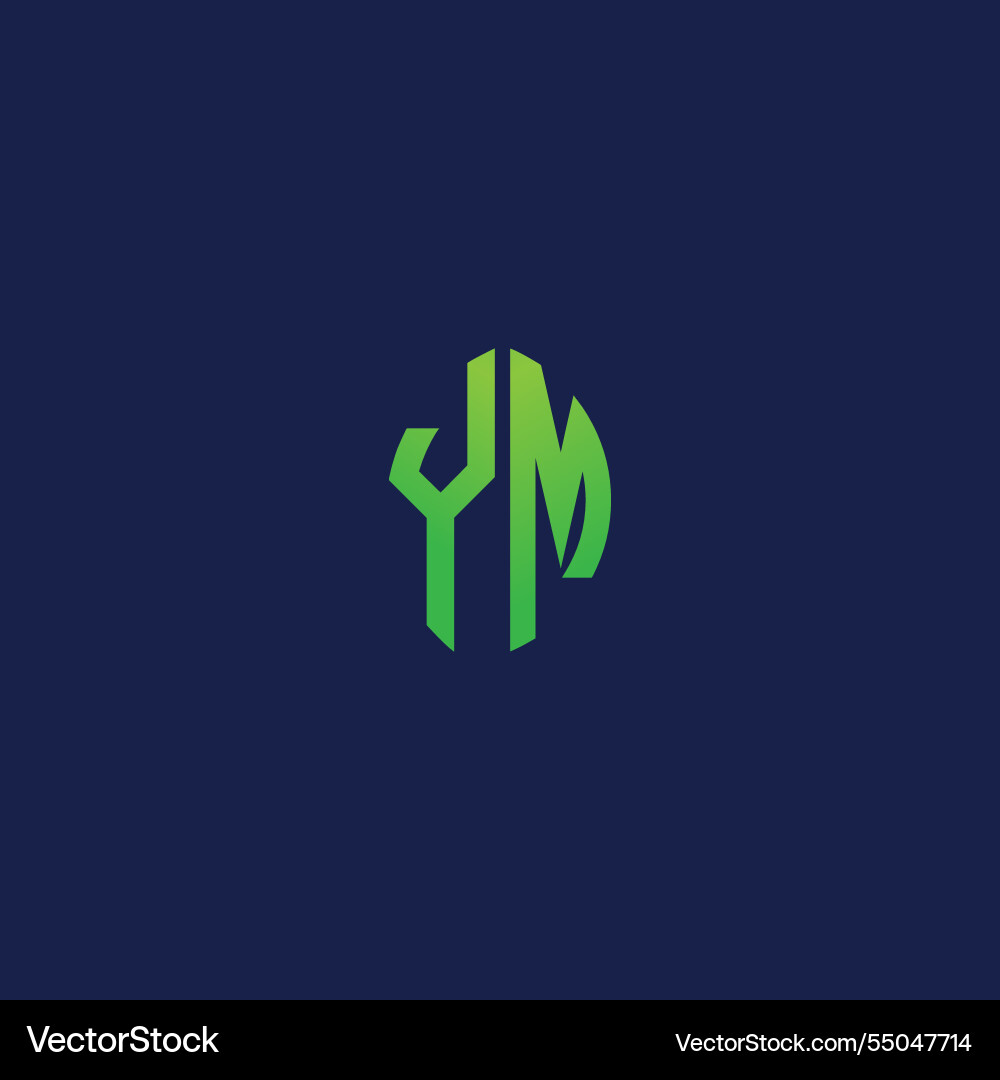 Creative initial letters ym with eco leaf shape Vector Image