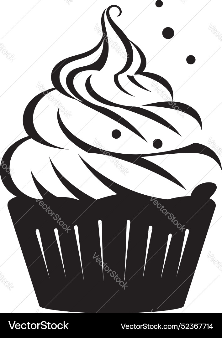 Delectable temptation black cupcake icon bakery Vector Image