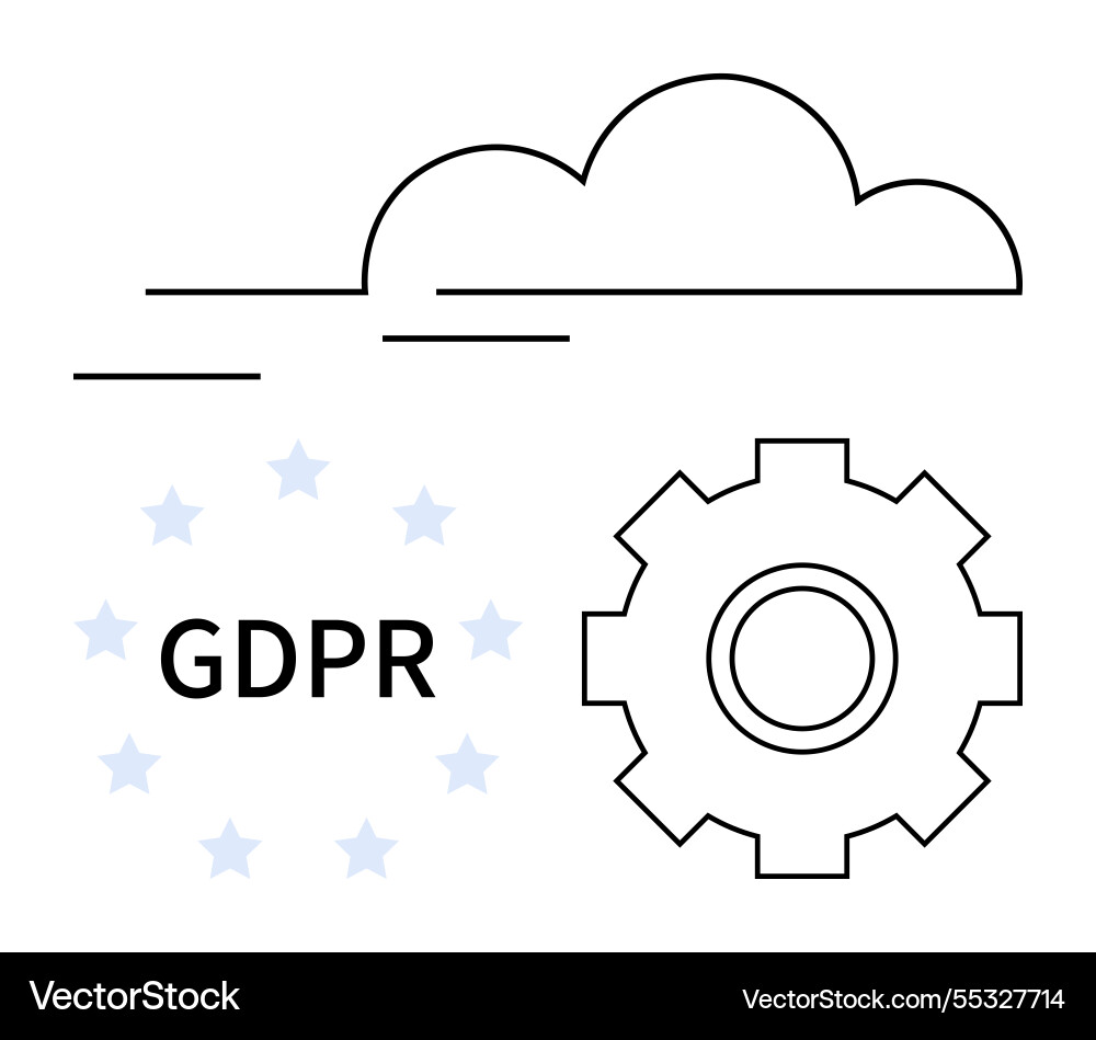 Gdpr Compliance-Konzept mit Cloud-Getriebe Vektorbild