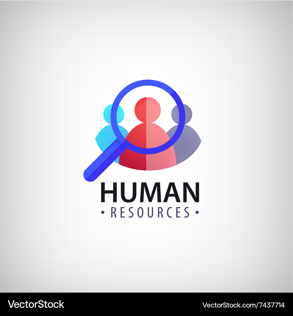 Human resources people search hr logo Royalty Free Vector