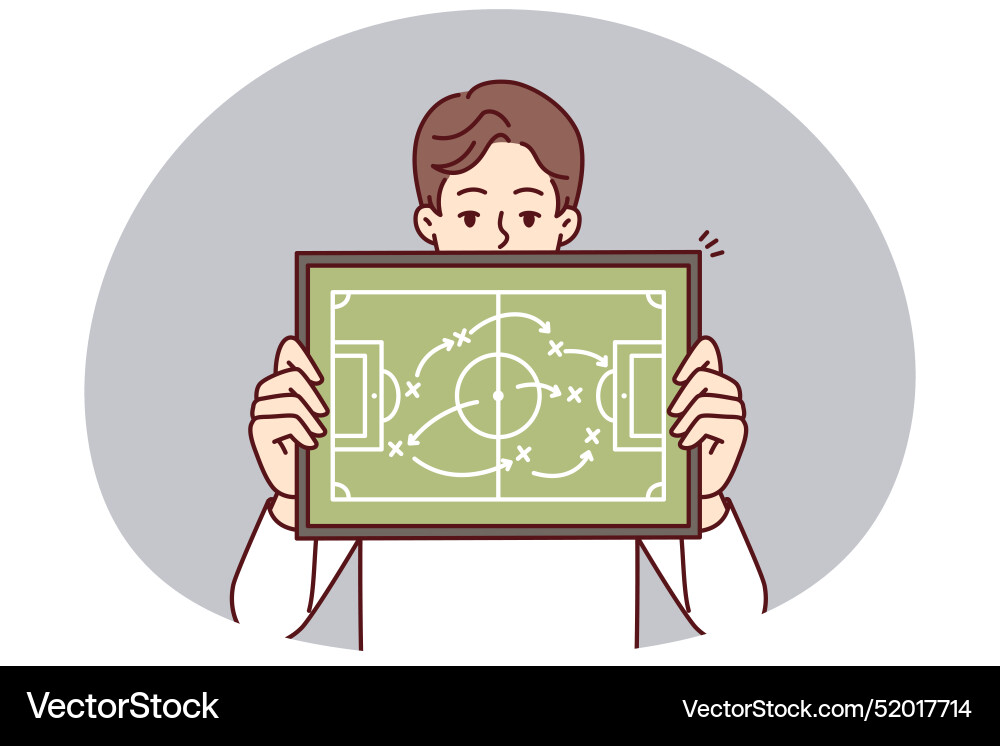 Man demonstrates plan for placement football Vector Image