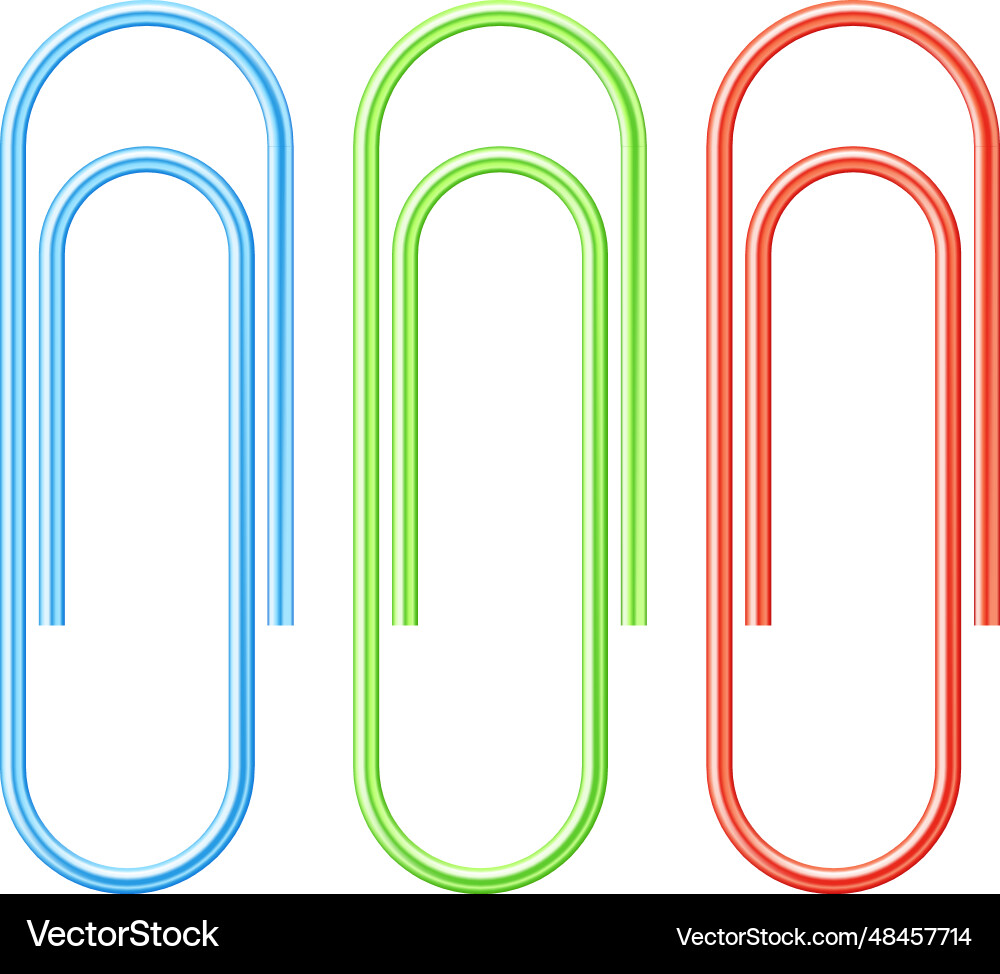 Paper clip set different colors office attach Vector Image