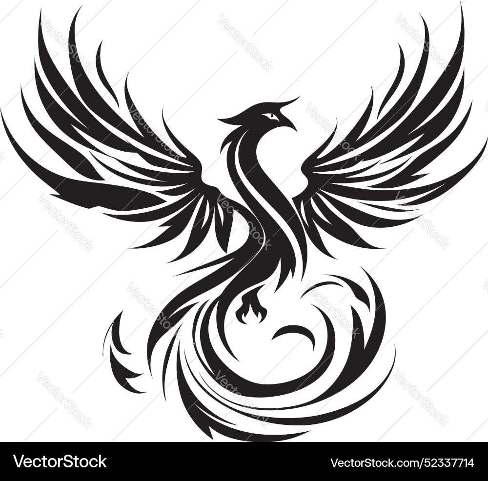 Phoenix reborn emblematic resilient firebird icon Vector Image