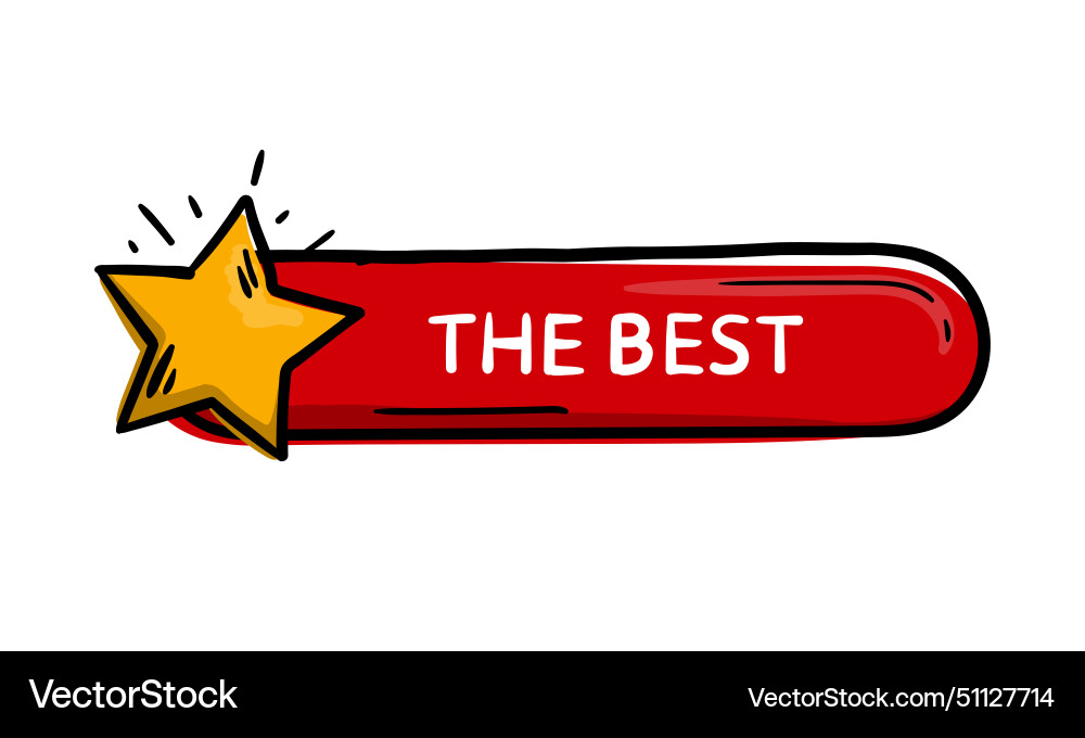 Red button with star and text best Royalty Free Vector Image