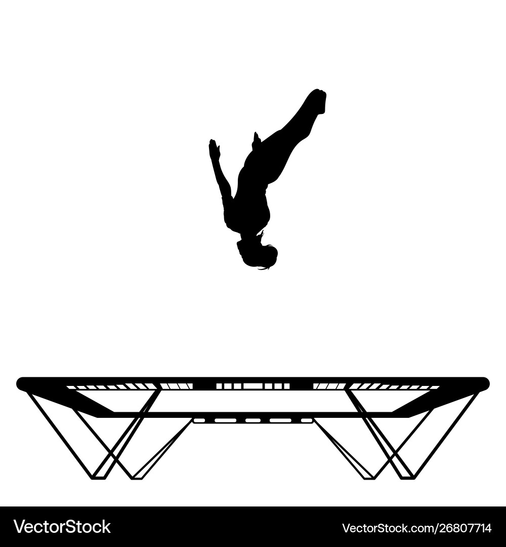 Sportswoman is doing a backflip on trampoline Vector Image
