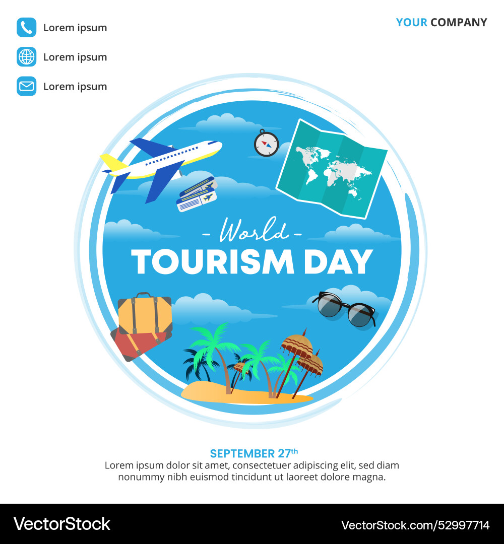 World tourism day background Royalty Free Vector Image