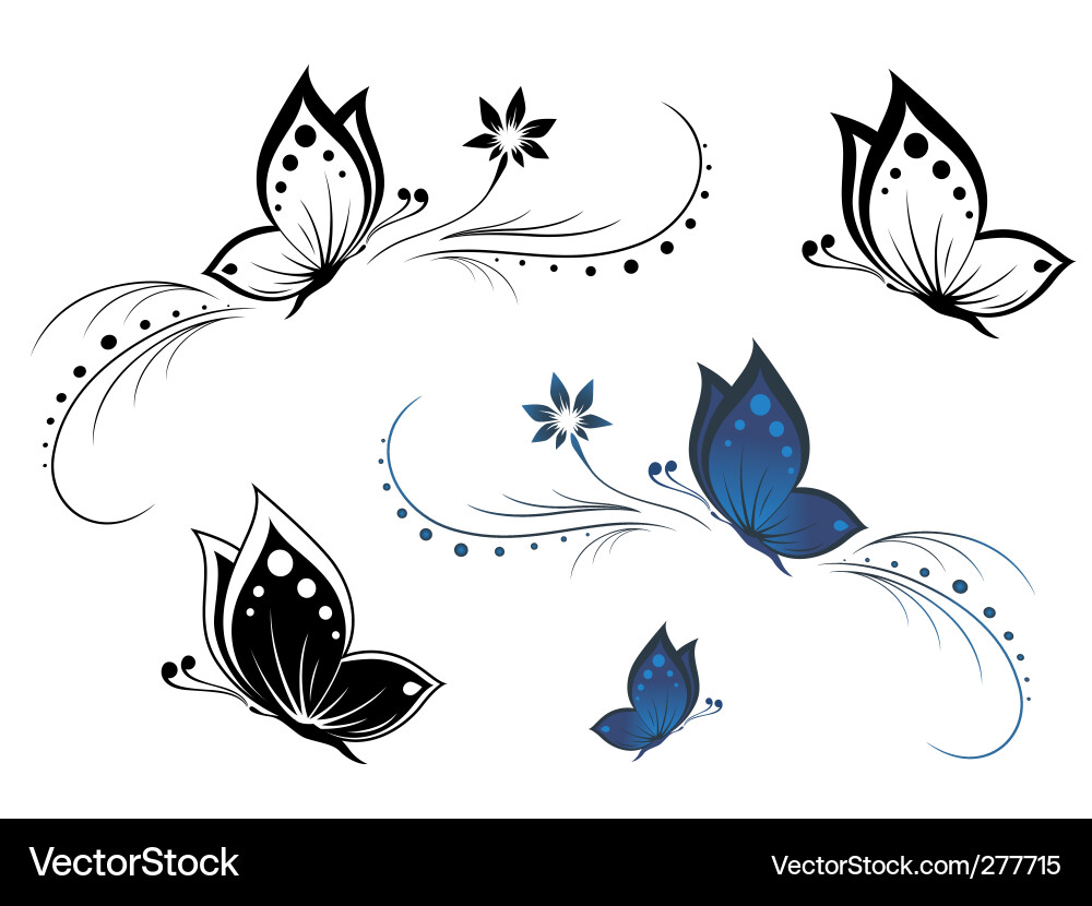 Butterflies with a flower pattern Royalty Free Vector Image