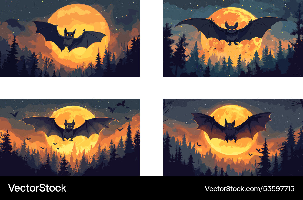 Cartoon flying bat soaring fox open wings webbed Vector Image