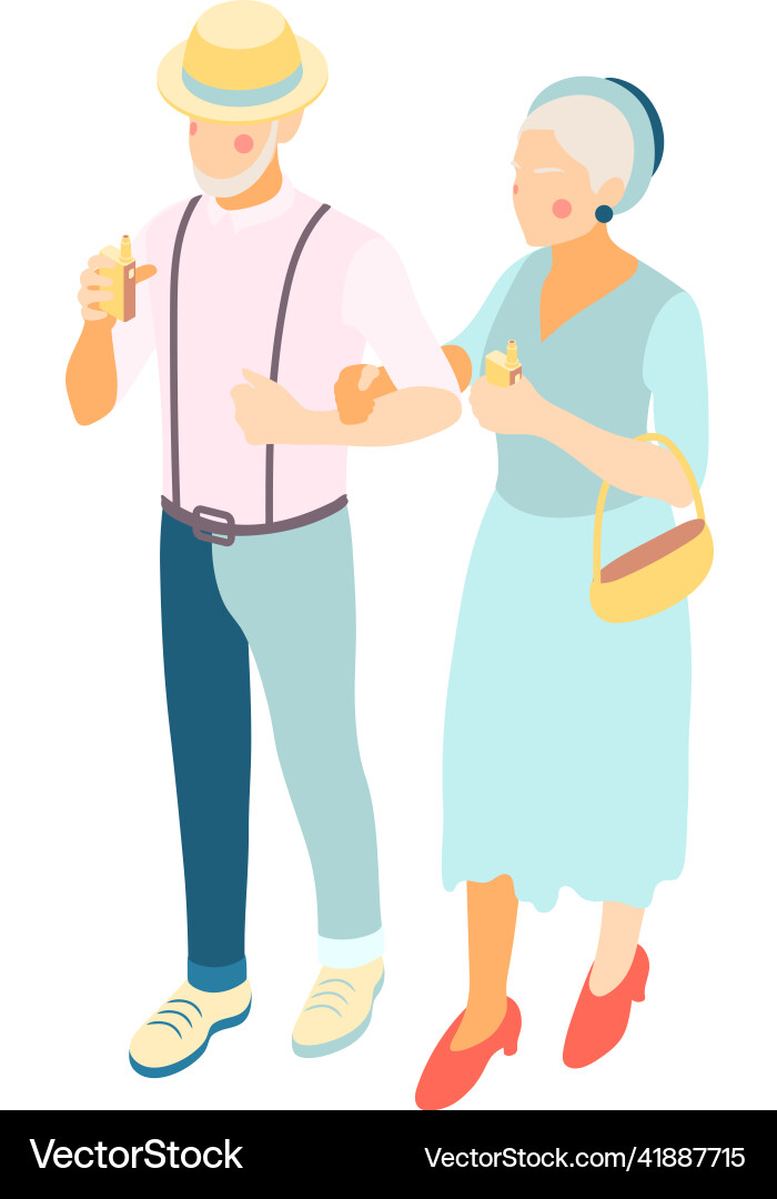 Modern elderly couple composition Royalty Free Vector Image