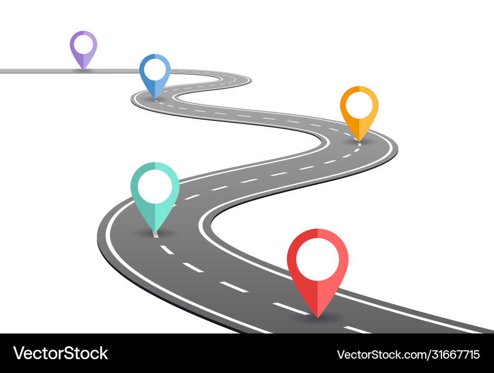 Road Timeline Concept - Journey Route Royalty Free Vector