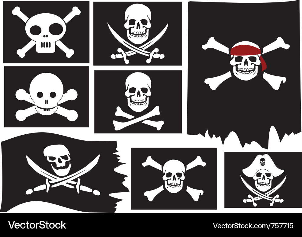 Skull and Crossbones Pirate Flags Royalty Free Vector Image