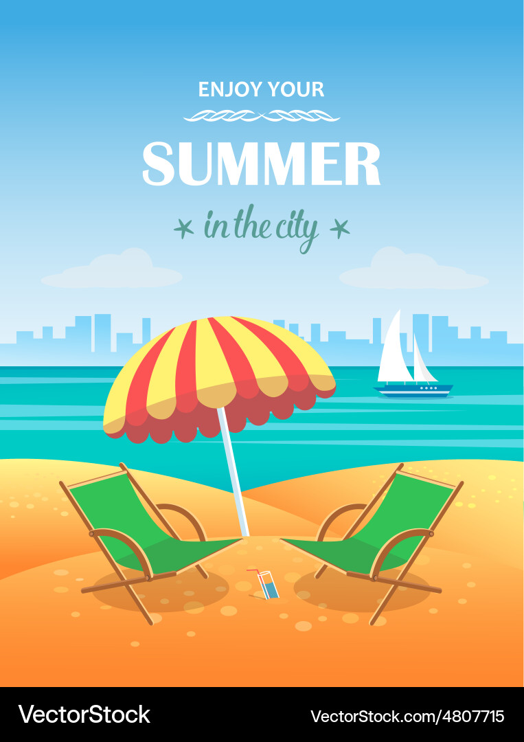 Tropical Summer Beach Poster Royalty Free Vector Image
