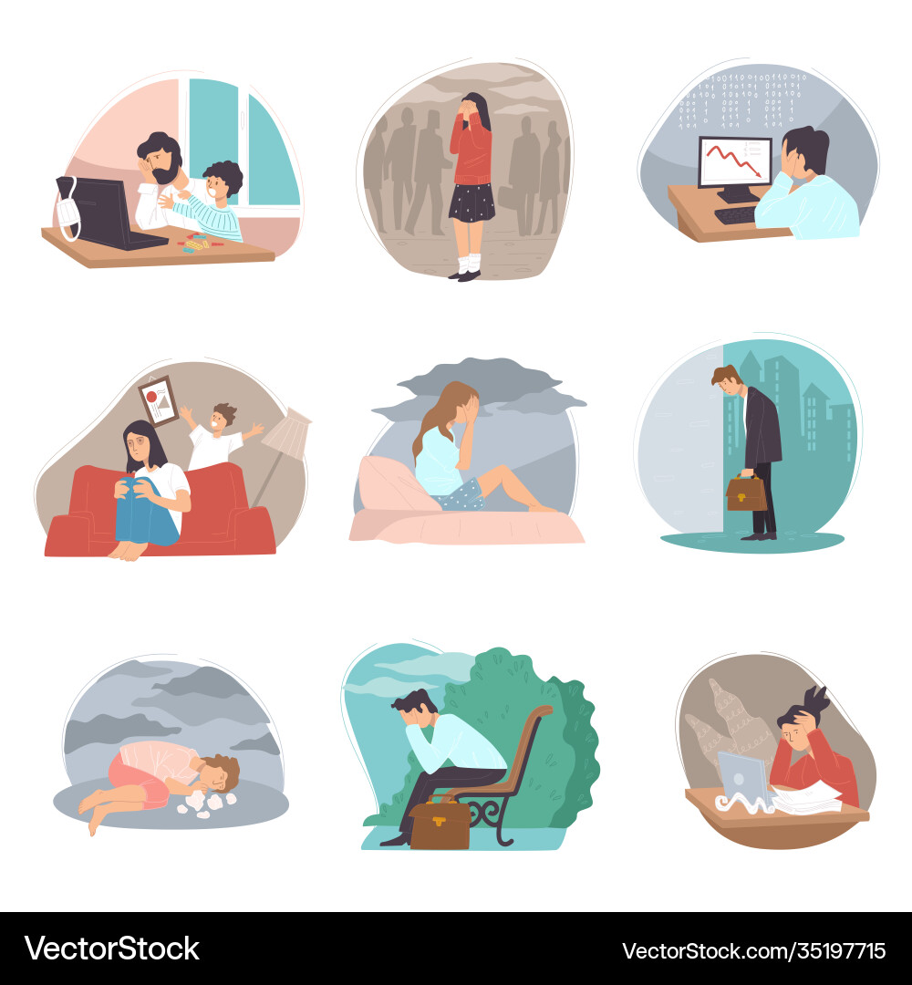 Unemployed and depressed people life problems Vector Image