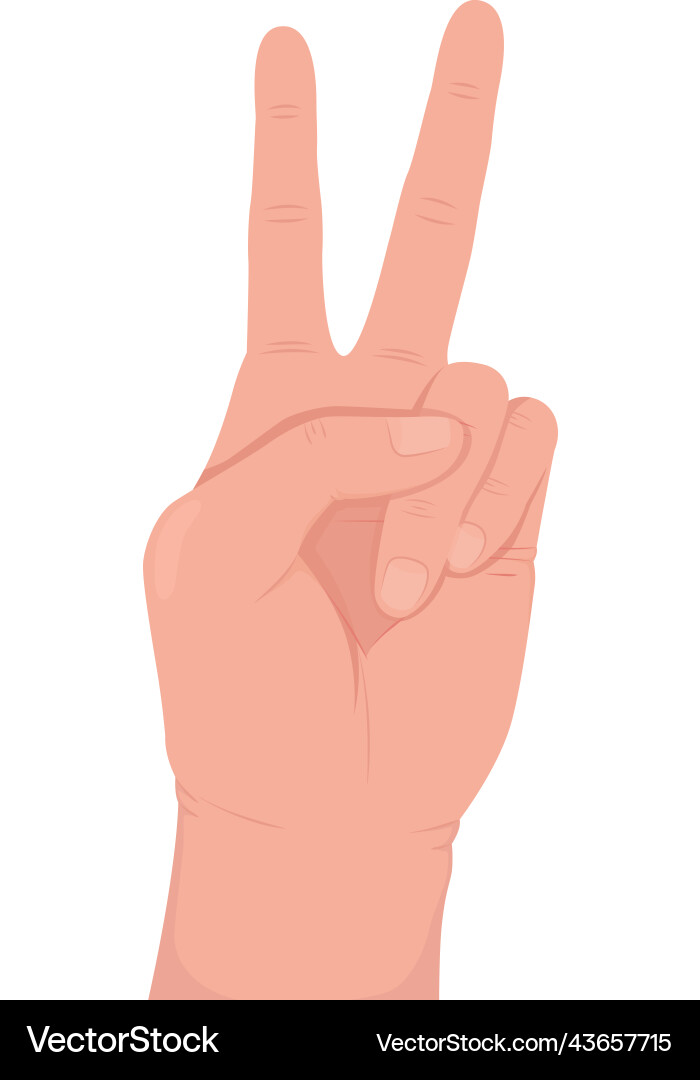 Victory symbol semi flat color hand gesture Vector Image