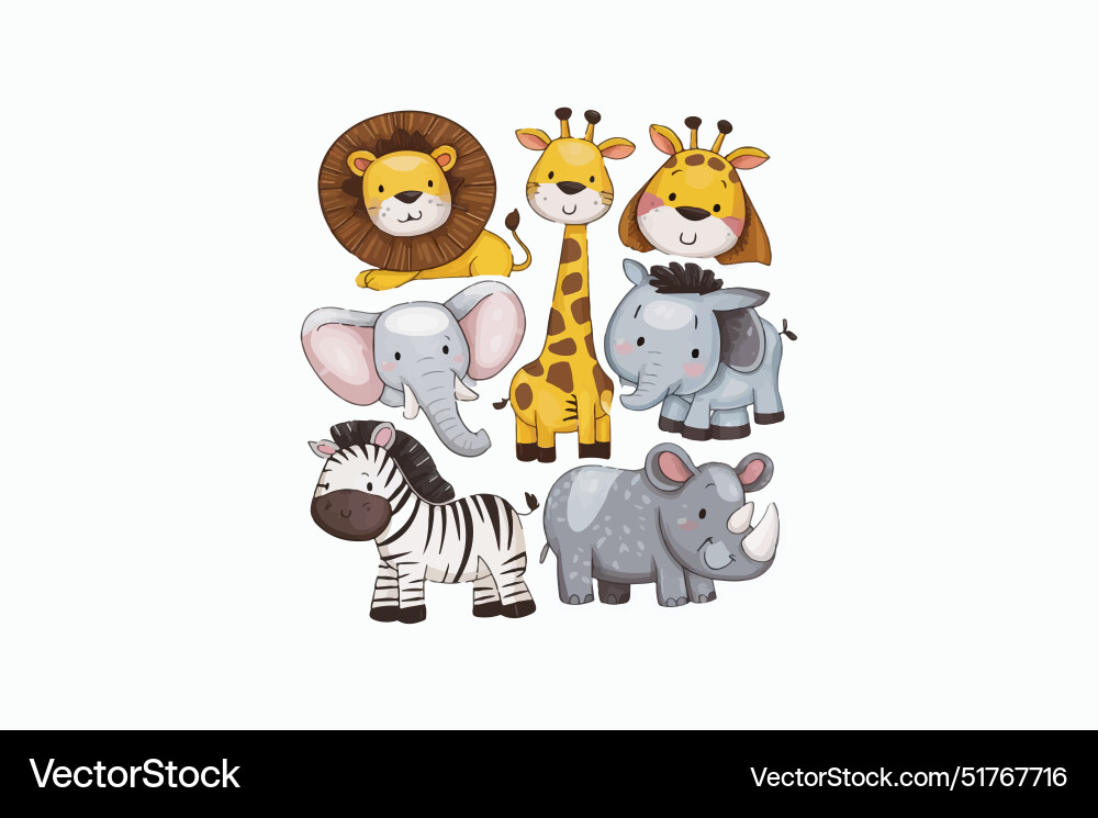 Animals all set isolated Royalty Free Vector Image