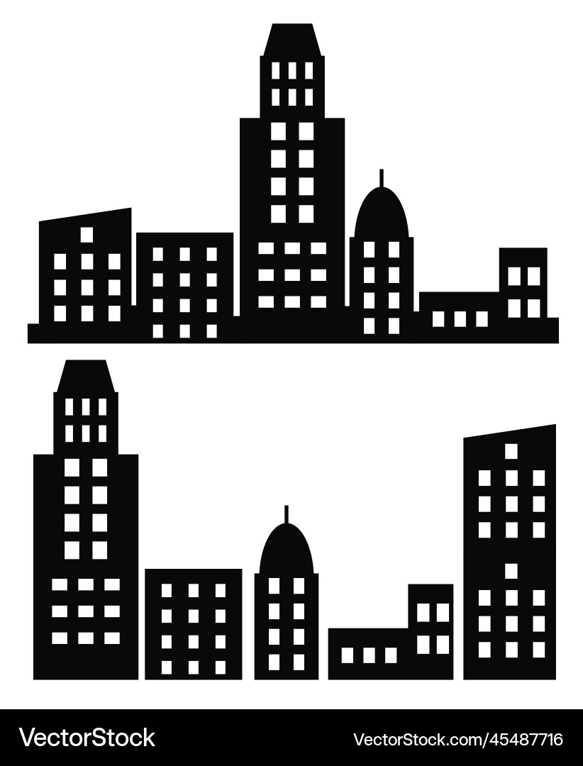 City buildings silhouette different construction Vector Image
