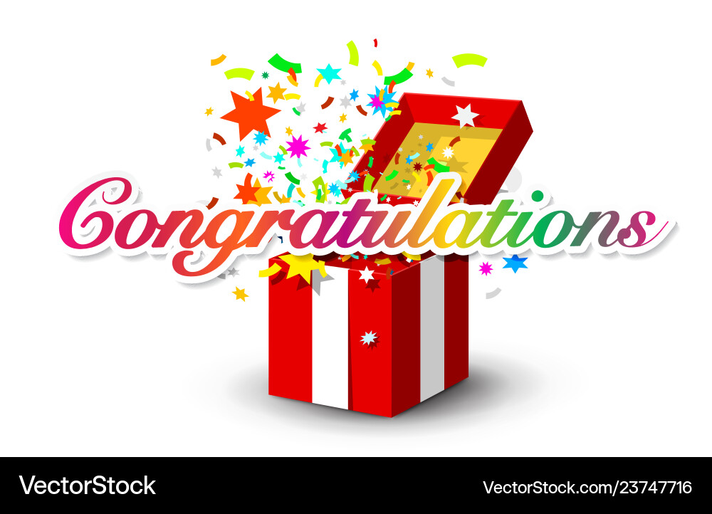 Congratulations banner with colorful confetti Vector Image