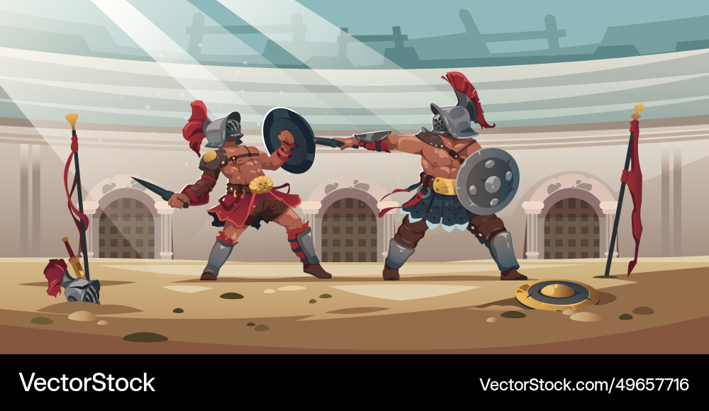 Gladiators in coliseum ancient roman warrior Vector Image
