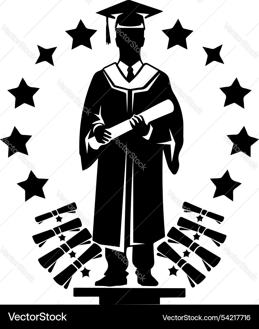 Graduate student in black Royalty Free Vector Image