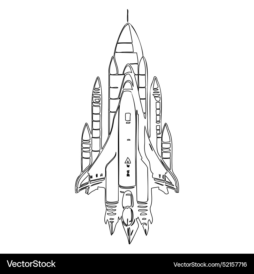 Space shuttle outline sketch Royalty Free Vector Image