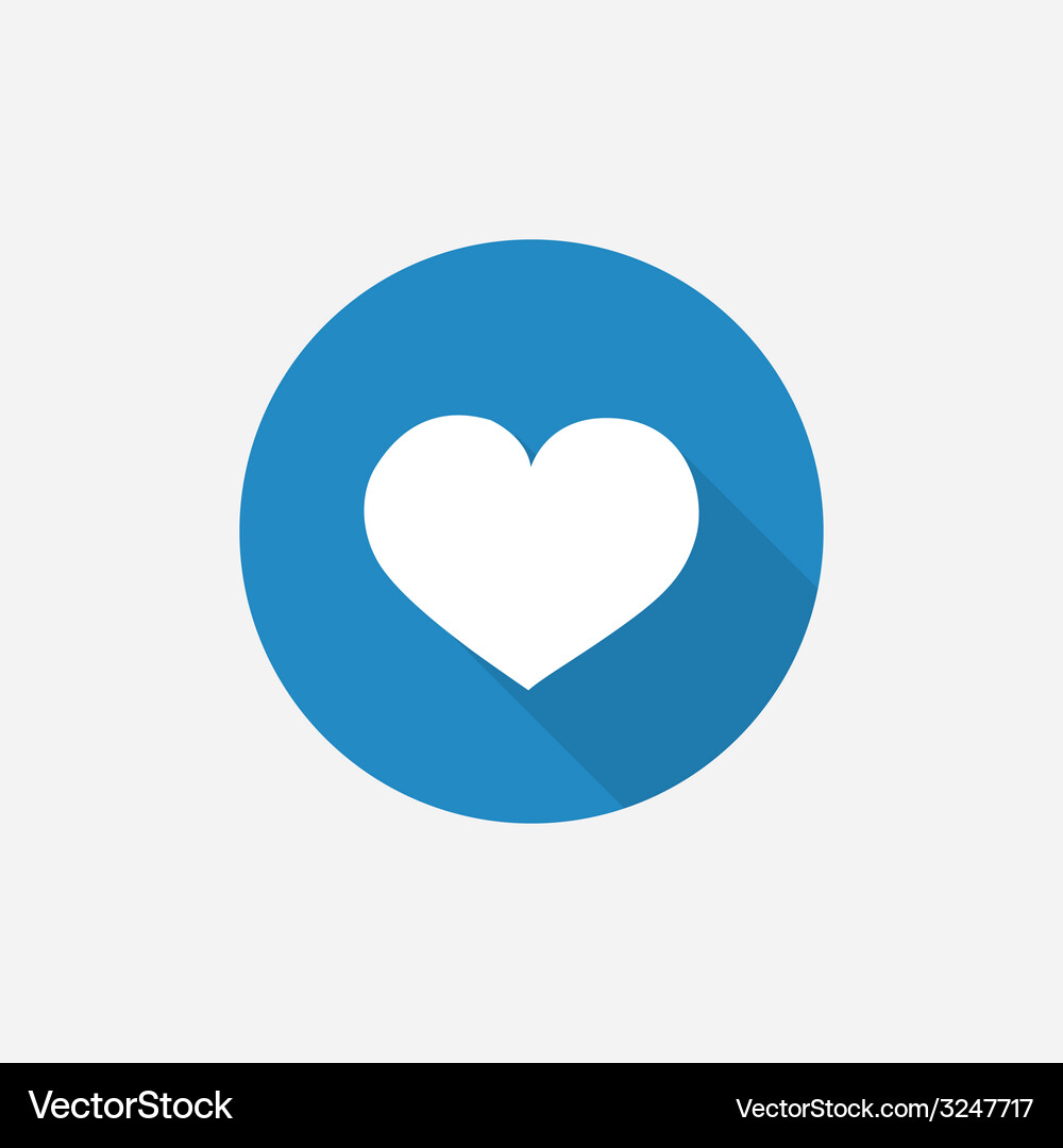 Blue Heart Icon with Long Shadow Royalty Free Vector Image