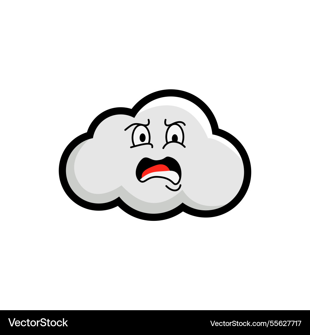 Cartoon angry cloud face expression Royalty Free Vector