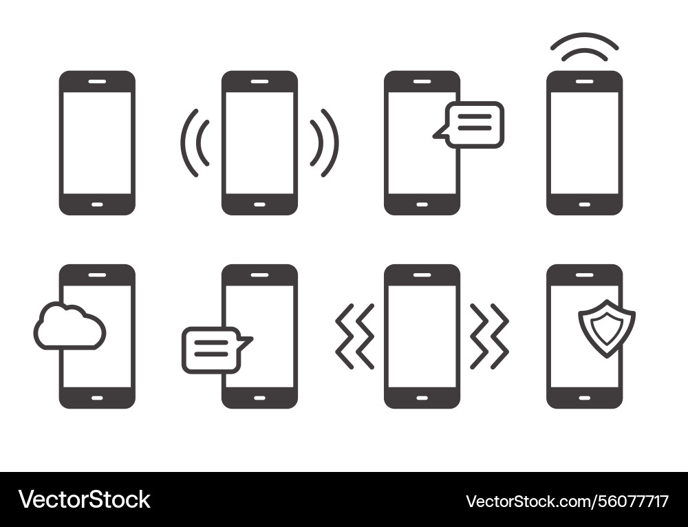 Cell phone icon set mobile phone outline symbol Vector Image