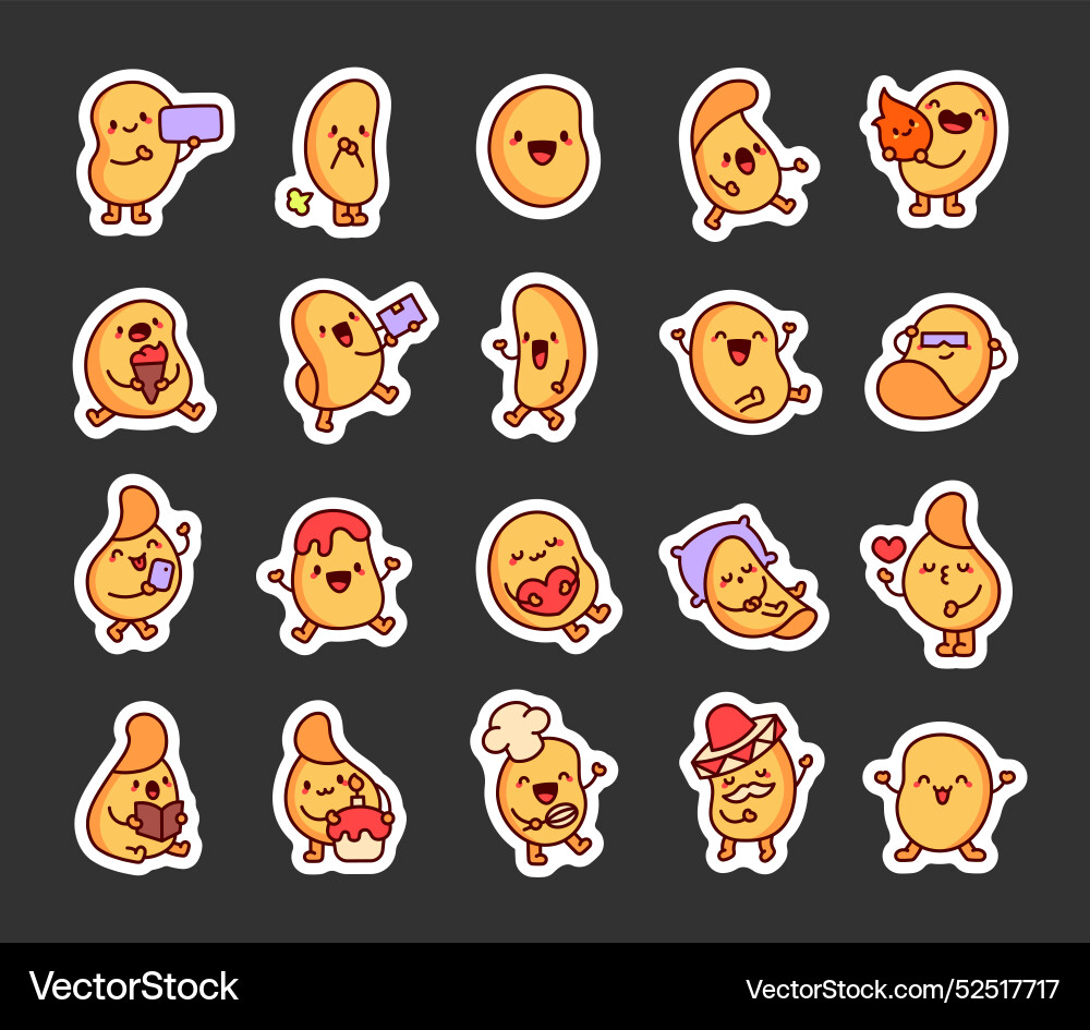 Cute kawaii chips character sticker bookmark Vector Image