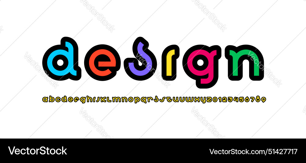 Design font rounded modern alphabet Royalty Free Vector