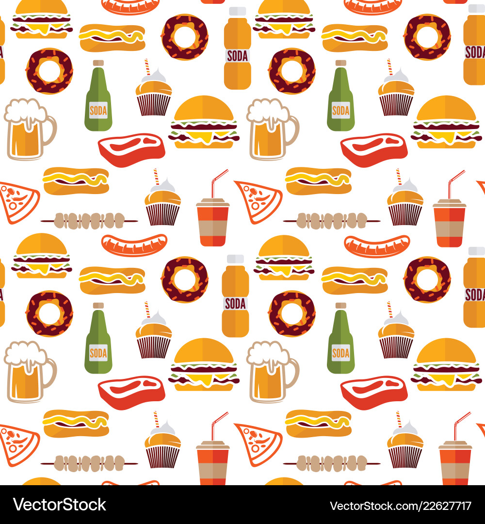 Fast food seamless pattern Royalty Free Vector Image