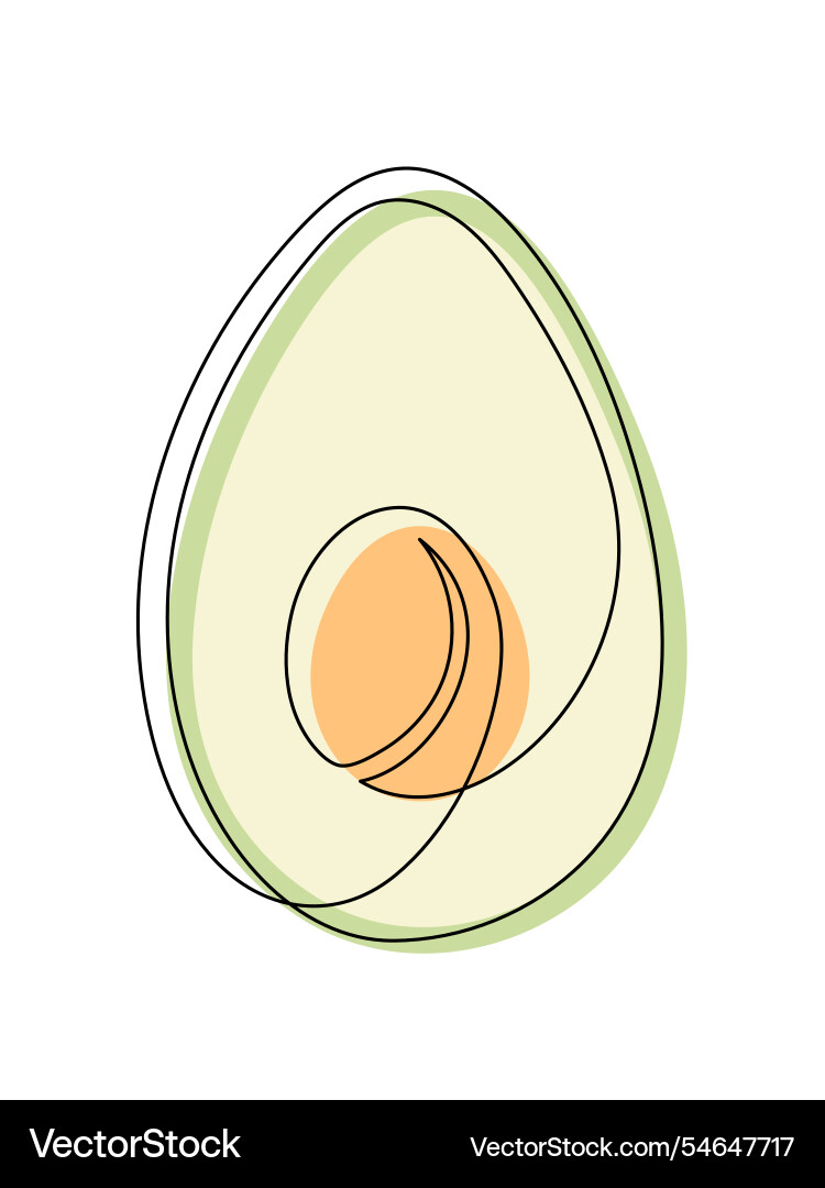 Halve green avocado line Royalty Free Vector Image